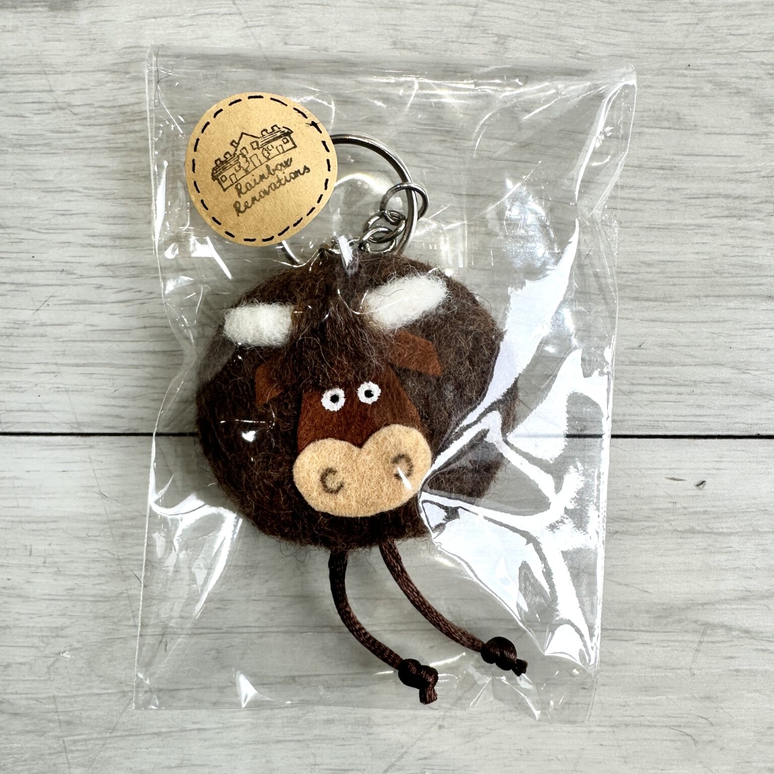 Handmade Highland Cow Key Ring - Dark brown - One and Every