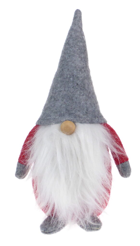 Christmas Red And Grey Standing Santa Gonk With Wooden Nose