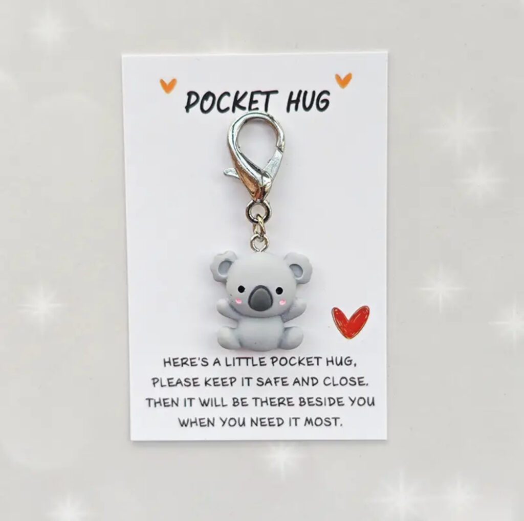 Pocket Hug Teddy Keyring with a Card